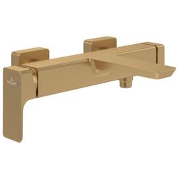 Villeroy & Boch Villeroy und Boch Subway 3.0 Einhebel-Badewannenarmatur TVT11200200076 mit Umsteller, R&uuml;ckflussschutz, Wandmontage, brushed gold