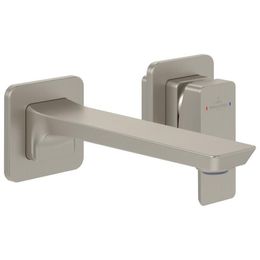 Villeroy & Boch Villeroy und Boch Subway 3.0 Zweiloch-Einhebelwaschtischmischer TVW11200700064 fester Auslauf, ohne Ablaufgarnitur, Wandmontage, brushed nickel black