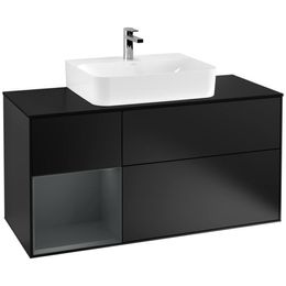 Villeroy & Boch Villeroy und Boch Finion Waschtischunterschrank G162HGPD 120cm, Abdeckplatte black matt, Emotion, Regal links Midnight Blue Matt Lacquer, Black matt lacquer