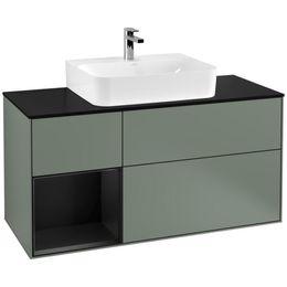 Villeroy & Boch Villeroy und Boch Finion Waschtischunterschrank F162PDGM 120cm, Abdeckplatte black matt, Regal links Black matt lacquer, Olive Matt Lacquer