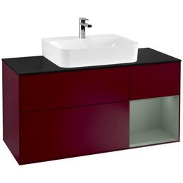 Villeroy & Boch Villeroy und Boch Finion Waschtischunterschrank F172GMHB 120cm, Abdeckplatte black matt, Regal rechts Olive Matt Lacquer, Peony Matt