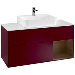 Villeroy & Boch Villeroy und Boch Finion Waschtischunterschrank F171GNHB 120cm, Abdeckplatte white matt, Regal rechts Walnut veneer, Peony Matt