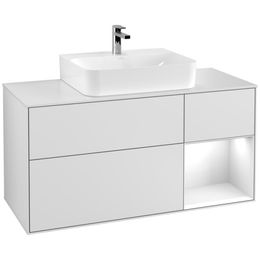 Villeroy & Boch Villeroy und Boch Finion Waschtischunterschrank F171GFMT 120cm, Abdeckplatte white matt, Regal rechts Glossy white lacquer, White matt lacquer