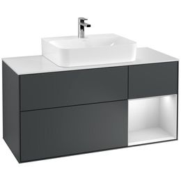 Villeroy & Boch Villeroy und Boch Finion Waschtischunterschrank F171MTHG 120cm, Abdeckplatte white matt, Regal rechts White matt lacquer, Midnight Blue Matt Lacquer