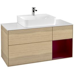 Villeroy & Boch Villeroy und Boch Finion Waschtischunterschrank F171HBPC 120cm, Abdeckplatte white matt, Regal rechts Peony, Oak Veneer