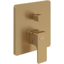 Villeroy & Boch Villeroy und Boch Subway 3.0 Fertigmontageset TVS11200300076 Unterputz-Einhebel-Wannenarmatur, mit Umsteller, Wandmontage, brushed gold