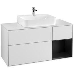 Villeroy & Boch Villeroy und Boch Finion Waschtischunterschrank G171PDMT 120cm, Abdeckplatte white matt, Emotion, Regal rechts Black matt lacquer, White matt lacquer