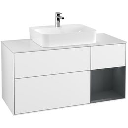 Villeroy & Boch Villeroy und Boch Finion Waschtischunterschrank G171HGGF 120cm, Abdeckplatte white matt, Emotion, Regal rechts Midnight Blue Matt Lacquer, Glossy white lacquer