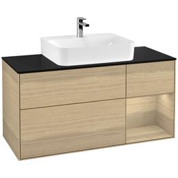 Villeroy & Boch Villeroy und Boch Finion Waschtischunterschrank G172PCPC 120cm, Abdeckplatte black matt, Emotion, Regal rechts Oak Veneer, Oak Veneer