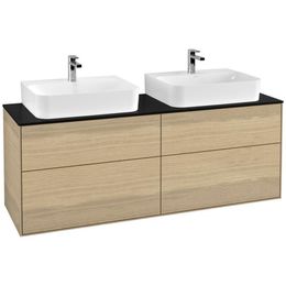 Villeroy & Boch Villeroy und Boch Finion Waschtischunterschrank F18200PC 160x60,3cm, Abdeckplatte black matt, Oak Veneer