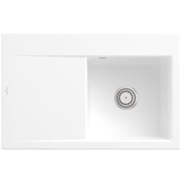 Villeroy & Boch Villeroy und Boch Subway Style 45 Einbausp&uuml;le 334701RW rechts, mit Ablaufgarnitur, Handbet&auml;tigung, stone white CeramicPlus, 78 x 51 cm