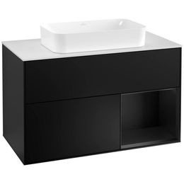 Villeroy & Boch Villeroy und Boch Finion Waschtischunterschrank F251PDPD 100x60,3cm, Abdeckplatte white matt, Regal rechts Black matt lacquer, Black matt lacquer
