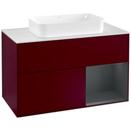 Villeroy & Boch Villeroy und Boch Finion Waschtischunterschrank F251HGHB 100x60,3cm, Abdeckplatte white matt, Regal rechts Midnight Blue Matt Lacquer, Peony Matt