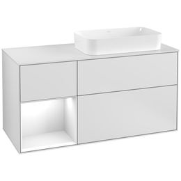 Villeroy & Boch Villeroy und Boch Finion Waschtischunterschrank G271GFMT 120cm, Abdeckplatte white matt, Emotion, Regal links Glossy white lacquer, White matt lacquer