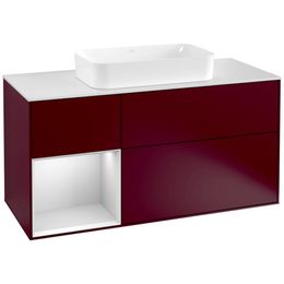 Villeroy & Boch Villeroy und Boch Finion Waschtischunterschrank F291MTHB 120cm, Abdeckplatte white matt, Regal links White matt lacquer, Peony Matt