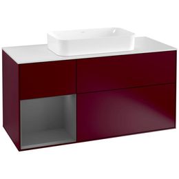 Villeroy & Boch Villeroy und Boch Finion Waschtischunterschrank F291GKHB 120cm, Abdeckplatte white matt, Regal links Anthracite matt, Peony Matt