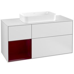 Villeroy & Boch Villeroy und Boch Finion Waschtischunterschrank F291HBMT 120cm, Abdeckplatte white matt, Regal links Peony, White matt lacquer