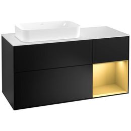 Villeroy & Boch Villeroy und Boch Finion Waschtischunterschrank G281HFPD 120cm, Abdeckplatte white matt, Emotion, Regal rechts Gold matt, Black matt lacquer