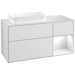 Villeroy & Boch Villeroy und Boch Finion Waschtischunterschrank G281GFMT 120cm, Abdeckplatte white matt, Emotion, Regal rechts Glossy white lacquer, White matt lacquer
