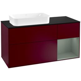 Villeroy & Boch Villeroy und Boch Finion Waschtischunterschrank G282GMHB 120cm, Abdeckplatte black matt, Emotion, Regal rechts Olive Matt Lacquer, Peony Matt