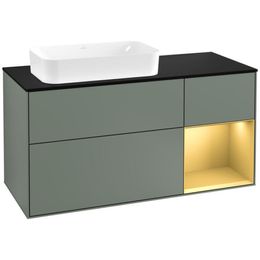Villeroy & Boch Villeroy und Boch Finion Waschtischunterschrank G282HFGM 120cm, Abdeckplatte black matt, Emotion, Regal rechts Gold matt, Olive Matt Lacquer