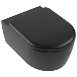 Villeroy & Boch Villeroy und Boch Skyla WC-Set Combi-Pack 5656CLR7 370x530x315mm, wandh&auml;ngend, mit TwistFlush, Pure Black CeramicPlus