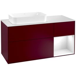Villeroy & Boch Villeroy und Boch Finion Waschtischunterschrank F281GFHB 120cm, Abdeckplatte white matt, Regal rechts Glossy white lacquer, Peony Matt