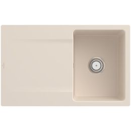 Villeroy & Boch Villeroy und Boch Fl&auml;chenb&uuml;ndige Sp&uuml;le 33341FFU mit Ablaufgarnitur und Handbet&auml;tigung, Ivory