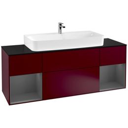 Villeroy & Boch Villeroy und Boch Finion Waschtischunterschrank G212GKHB 160cm, Abdeckplatte black matt, Emotion, Regale Anthracite matt lacquer, Peony Matt