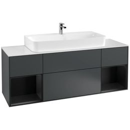 Villeroy & Boch Villeroy und Boch Finion Waschtischunterschrank G211PDHG 160cm, Abdeckplatte white matt, Emotion, Regale Black matt lacquer, Midnight Blue Matt Lacquer