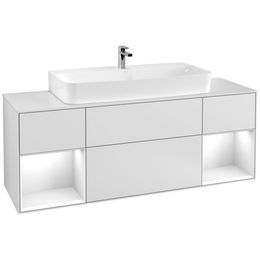 Villeroy & Boch Villeroy und Boch Finion Waschtischunterschrank F211GFMT 160cm, Abdeckplatte white matt, Regale Glossy white lacquer, White matt lacquer