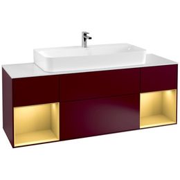 Villeroy & Boch Villeroy und Boch Finion Waschtischunterschrank F211HFHB 160cm, Abdeckplatte white matt, Regale Gold matt lacquer, Peony Matt