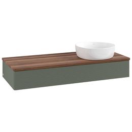 Villeroy & Boch Villeroy und Boch Antao Waschtisch-Unterschrank L12112HL 120x19x50cm, Waschbeckenplattenfarbe warm walnut, leaf green matt lacquer