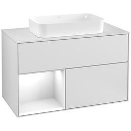 Villeroy & Boch Villeroy und Boch Finion Waschtischunterschrank G241GFMT 100cm, Abdeckplatte white matt, Emotion, Regal links Glossy white lacquer, White matt lacquer