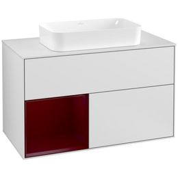 Villeroy & Boch Villeroy und Boch Finion Waschtischunterschrank G241HBMT 100cm, Abdeckplatte white matt, Emotion, Regal links Peony, White matt lacquer
