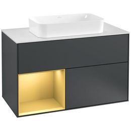 Villeroy & Boch Villeroy und Boch Finion Waschtischunterschrank G241HFHG 100cm, Abdeckplatte white matt, Emotion, Regal links Gold matt, Midnight Blue Matt Lacquer
