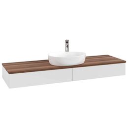 Villeroy & Boch Villeroy und Boch Antao Waschtisch-Unterschrank K14052GF 160x19x50cm, Hahnlochbohrung, Waschbeckenplattenfarbe warm walnut, glossy white lacquer