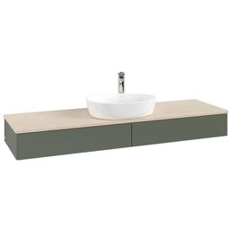 Villeroy & Boch Villeroy und Boch Antao Waschtisch-Unterschrank K14053HL 160x19x50cm, Hahnlochbohrung, Waschbeckenplattenfarbe botticino, leaf green matt lacquer