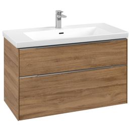 Villeroy & Boch Villeroy und Boch Subway 3.0 Waschtisch-Unterschrank C57000RH 97,3x57,6x47,8cm, ohne LED/Griff Aluminium gl&auml;nzend, kansas oak