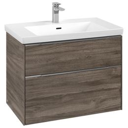 Villeroy & Boch Villeroy und Boch Subway 3.0 Waschtisch-Unterschrank C574L0RK 77,2x57,6x47,8cm, mit LED/Griff Aluminium gl&auml;nzend, stone oak