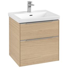Villeroy & Boch Villeroy und Boch Subway 3.0 Waschtisch-Unterschrank C578L0VJ 57,2x57,6x47,8cm, mit LED/Griff Aluminium gl&auml;nzend, nordic oak