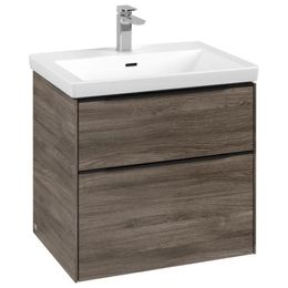 Villeroy & Boch Villeroy und Boch Subway 3.0 Waschtisch-Unterschrank C576L1RK 62,2x57,6x47,8cm, mit LED/Griff Volcano black, stone oak