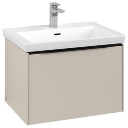 Villeroy & Boch Villeroy und Boch Subway 3.0 Waschtisch-Unterschrank C575L1VN 62,2x42,9x47,8cm, mit LED/Griff Volcano black, cashmere grey
