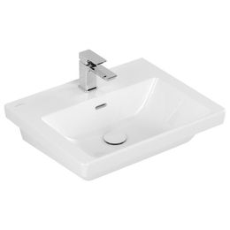 Villeroy & Boch Villeroy und Boch Subway 3.0 Waschtisch 4A705501 55x44cm, mit 1 Hahnloch/mit &Uuml;berlauf, wei&szlig;
