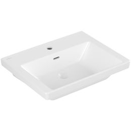 Villeroy & Boch Villeroy und Boch Subway 3.0 Schrank-Waschtisch 4A7060RW 60x47cm, mit 1 Hahnloch/mit &Uuml;berlauf, stone white C-plus