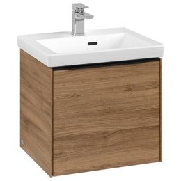 Villeroy & Boch Villeroy und Boch Subway 3.0 Waschtisch-Unterschrank C580L1RH 47,3x42,9x40,75cm, mit LED/Griff Volcano black, kansas oak