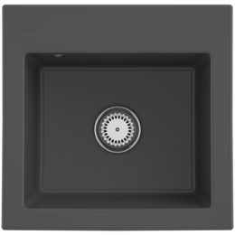 Villeroy & Boch Villeroy und Boch Subway 50 S Einbausp&uuml;le 331501i4 mit Ablaufgarnitur, 525 x 510 mm, Handbet&auml;tigung, graphit CeramicPlus