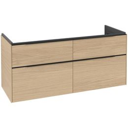 Villeroy & Boch Villeroy und Boch Subway 3.0 Waschtisch-Unterschrank C602L1VJ 127,2x57,6x47,8cm, mit LED/Griff Volcano black, nordic oak