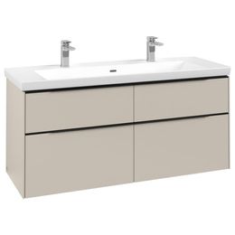 Villeroy & Boch Villeroy und Boch Subway 3.0 Waschtisch-Unterschrank C602L1VN 127,2x57,6x47,8cm, mit LED/Griff Volcano black, cashmere grey