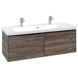 Villeroy & Boch Villeroy und Boch Subway 3.0 Waschtisch-Unterschrank C601L1RK 127,2x42,9x47,8cm, mit LED/Griff Volcano black, stone oak
